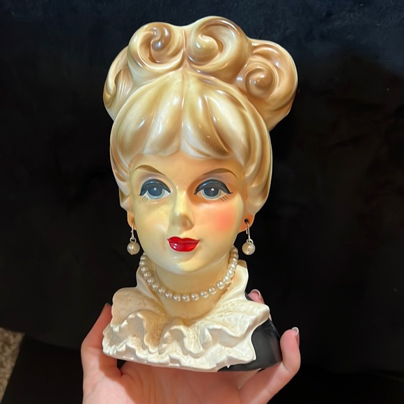 Reubens | Accents | Vintage Vase Flower Pot Planter Face Woman Bust ...